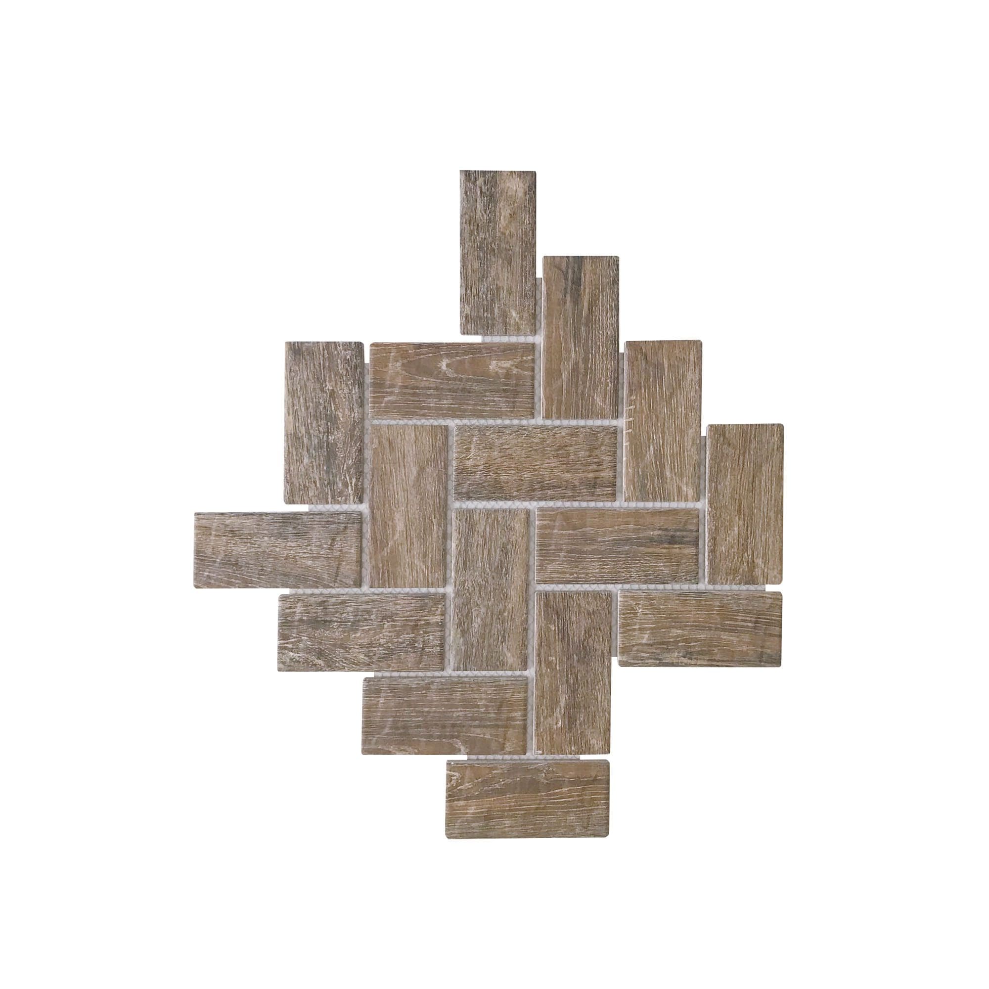 Porcelain Mosaic Fishbone Woodgrain Light Brown – X-Quisite Floors ...